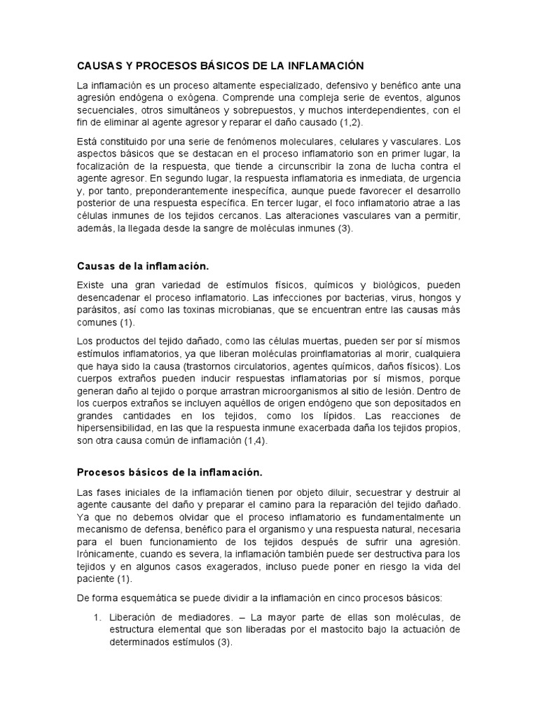 Causas y Procesos Básicos de La Inflamación | PDF | Inflamación | Sistema inmune