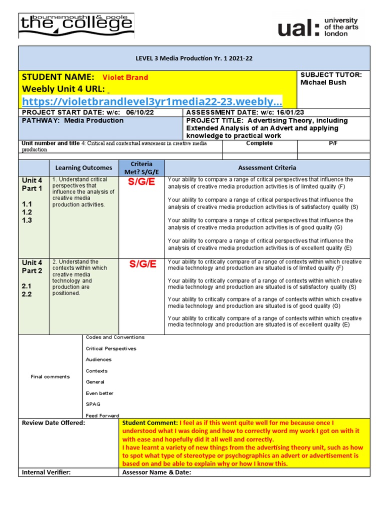 Final Feedback U4 | Download Free PDF | Advertising | Cognition