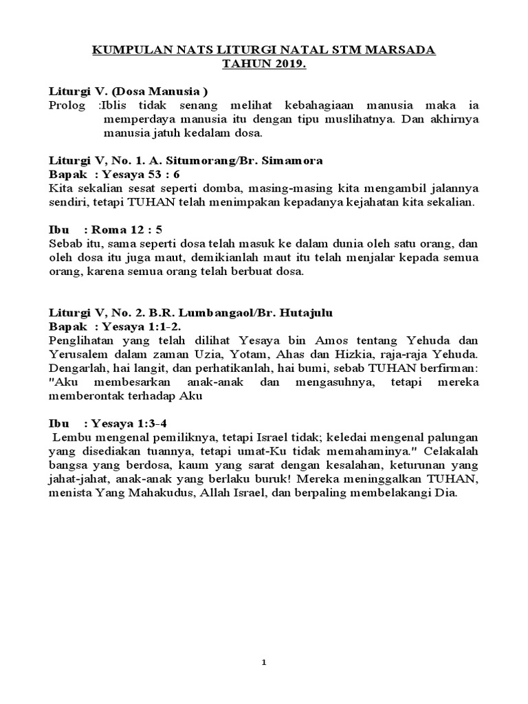 Kumpulan Nats Liturgi Natal STM Marsada Tahun 2019 | PDF | Hukum | Sejarah