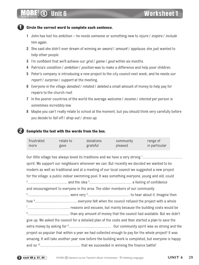 Worksheets - Unit 6 | PDF