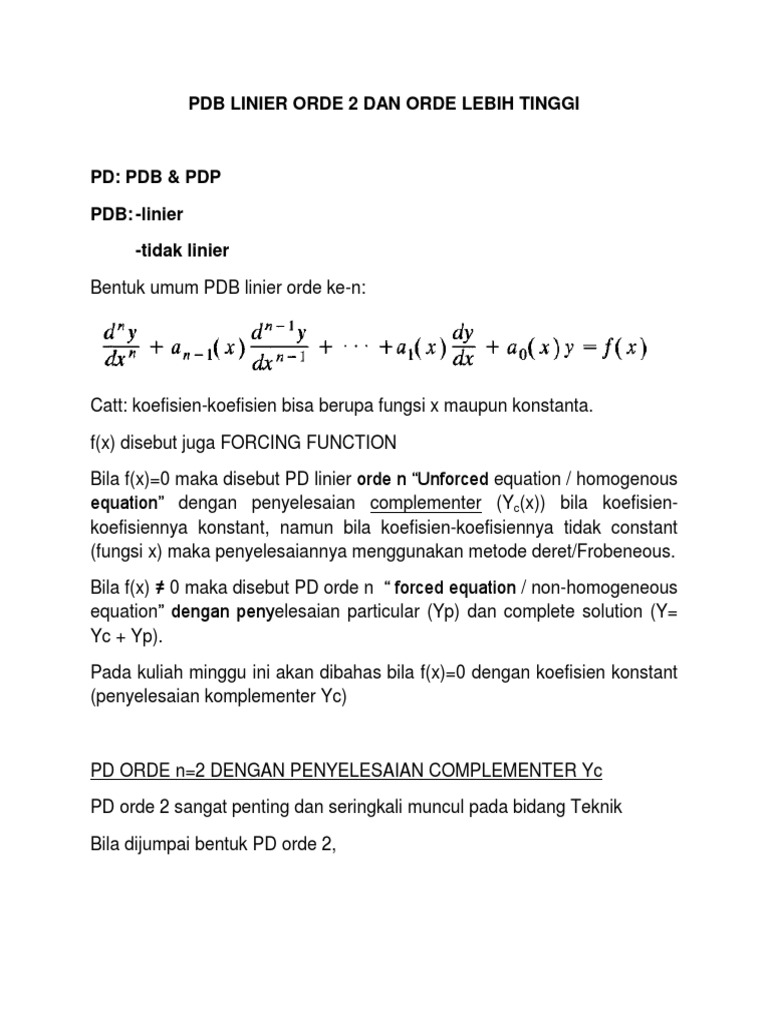 PD ORDE 2 Linier DGN Penyelesaian Komplementer | PDF | Sains & Matematika | Komputer