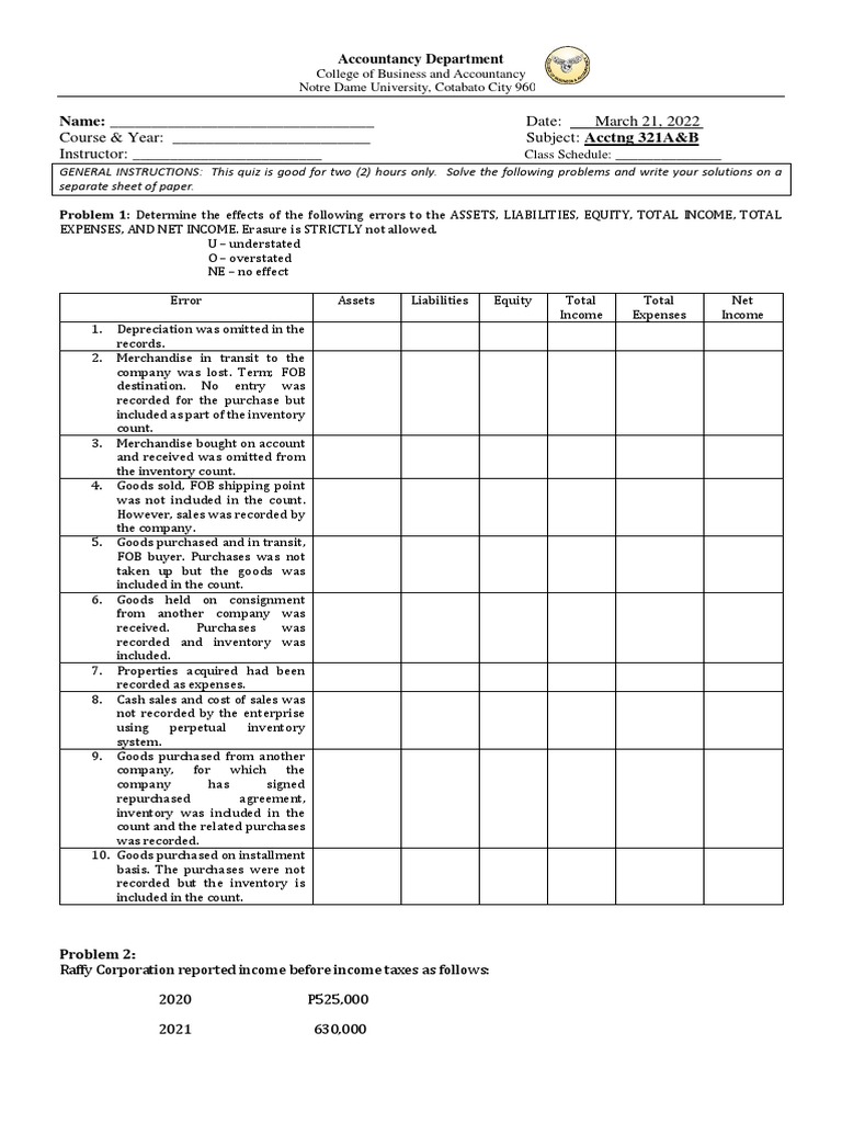Quiz Audit of Inventories and PPEs | PDF | Inventory | Depreciation