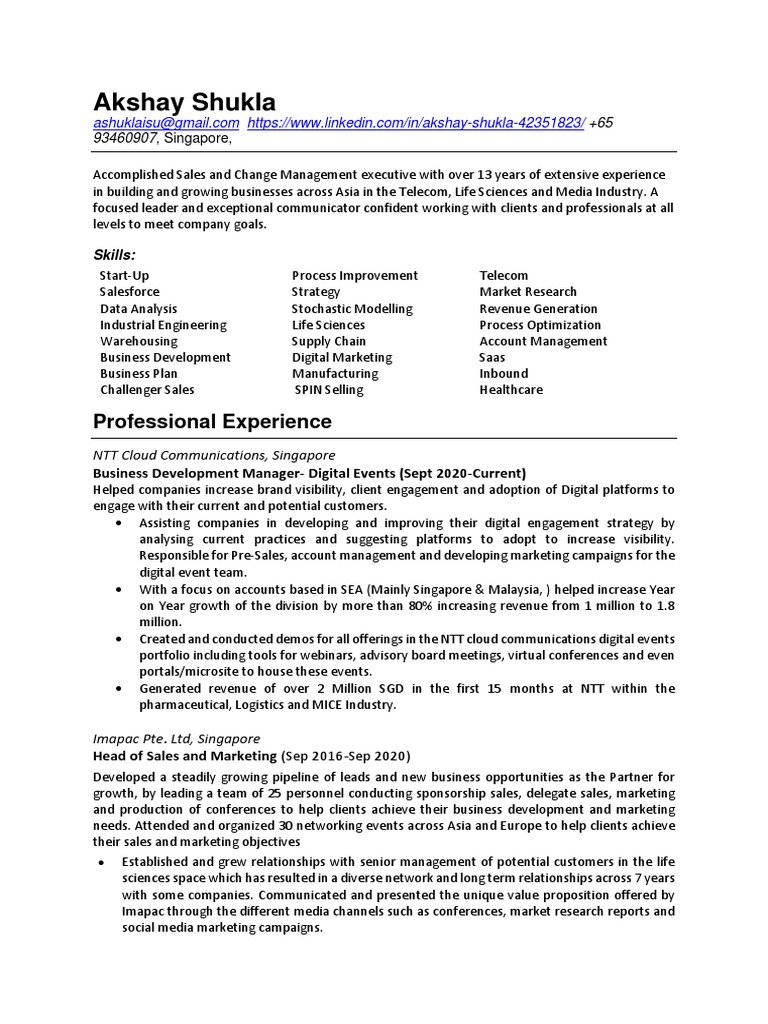 Akshay - Shukla - CV - Lat - 1644811428184 2 PDF | PDF | Sales | Marketing