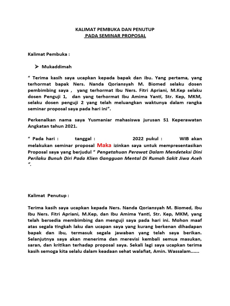 Kalimat Pembuka Dan Penutup | PDF