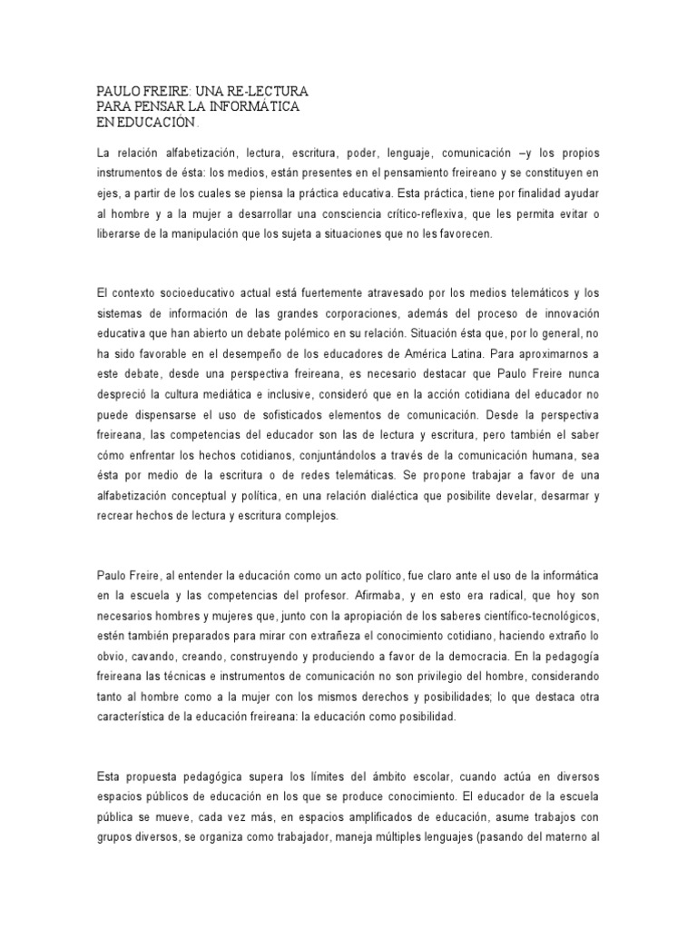 Pablo Freire | PDF | Conocimiento | Maestros