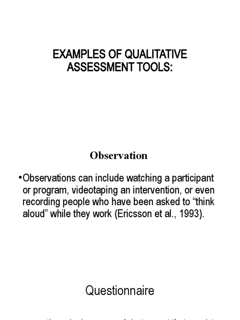 Examples of Qualitative Assessment Tools | PDF