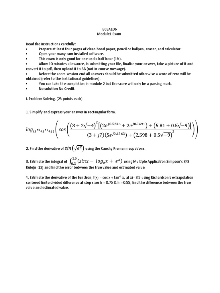 ECEA106 Module1 Exam Solutions | PDF