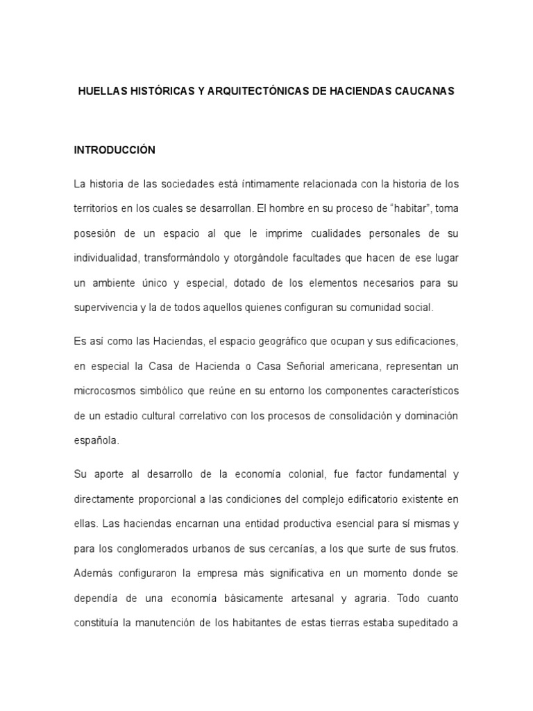 Introducción Al Libro Huellas Históricas y Arquitectónicas de Haciendas ... Introducción Al Libro Huellas Históricas y Arquitectónicas de Haciendas ...