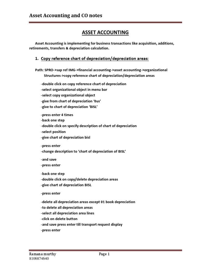 Asset Accounting and CO Notes | PDF | Depreciation | Cost