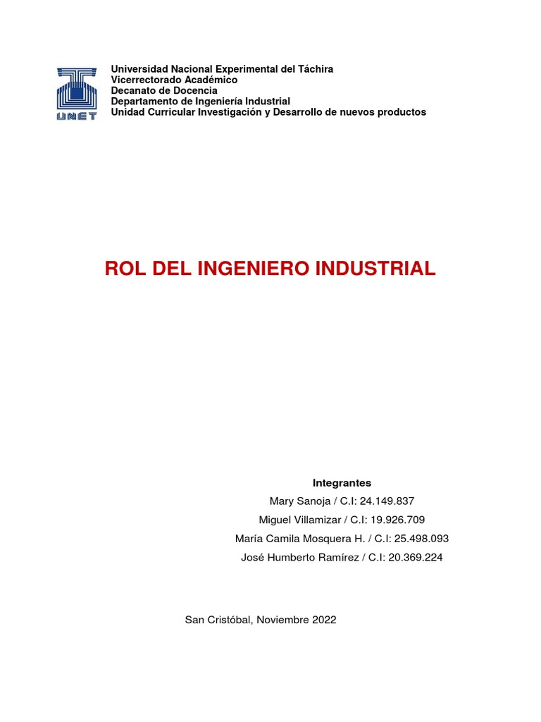 Rol y Formación del Ingeniero Industrial | PDF | Ingeniería Industrial | Ingeniería