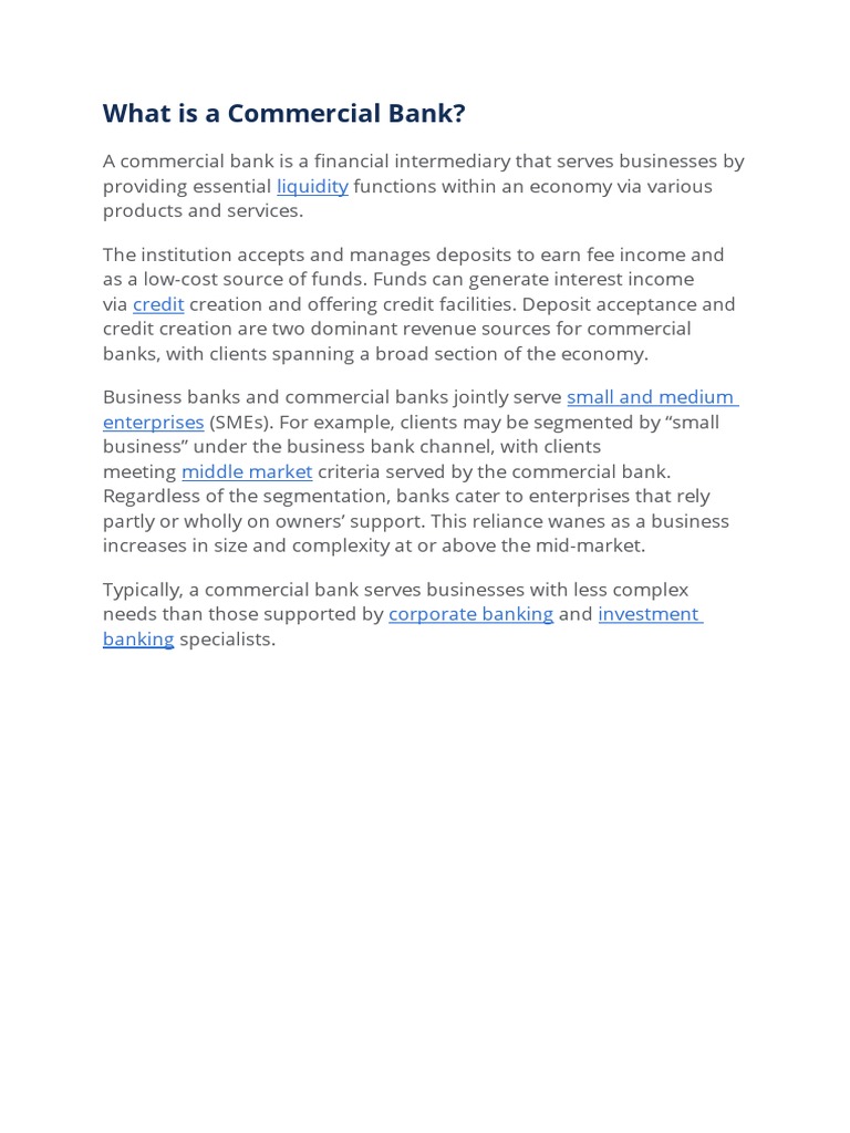 What Is A Commercial Bank | PDF | Banks | Finance & Money Management