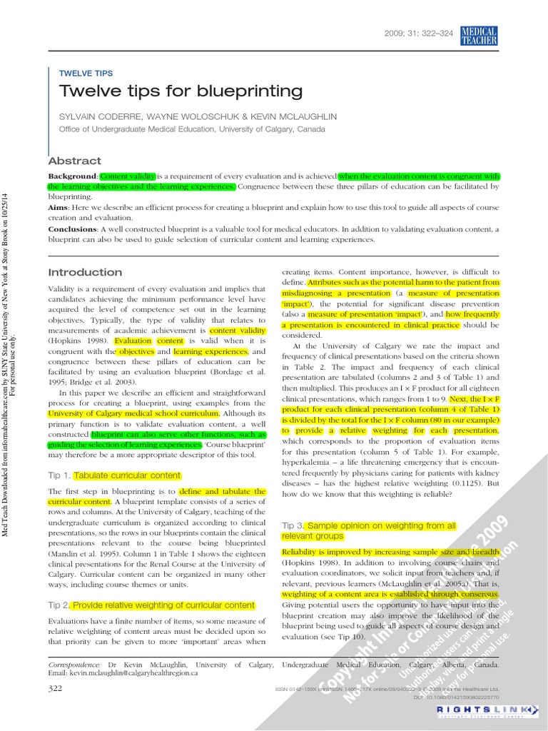 12 Tips For Blueprint | PDF | Curriculum | Teachers