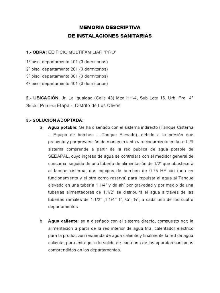 IS Memoria Descriptiva MULTIPRO | PDF | Agua | Colector de aguas pluviales