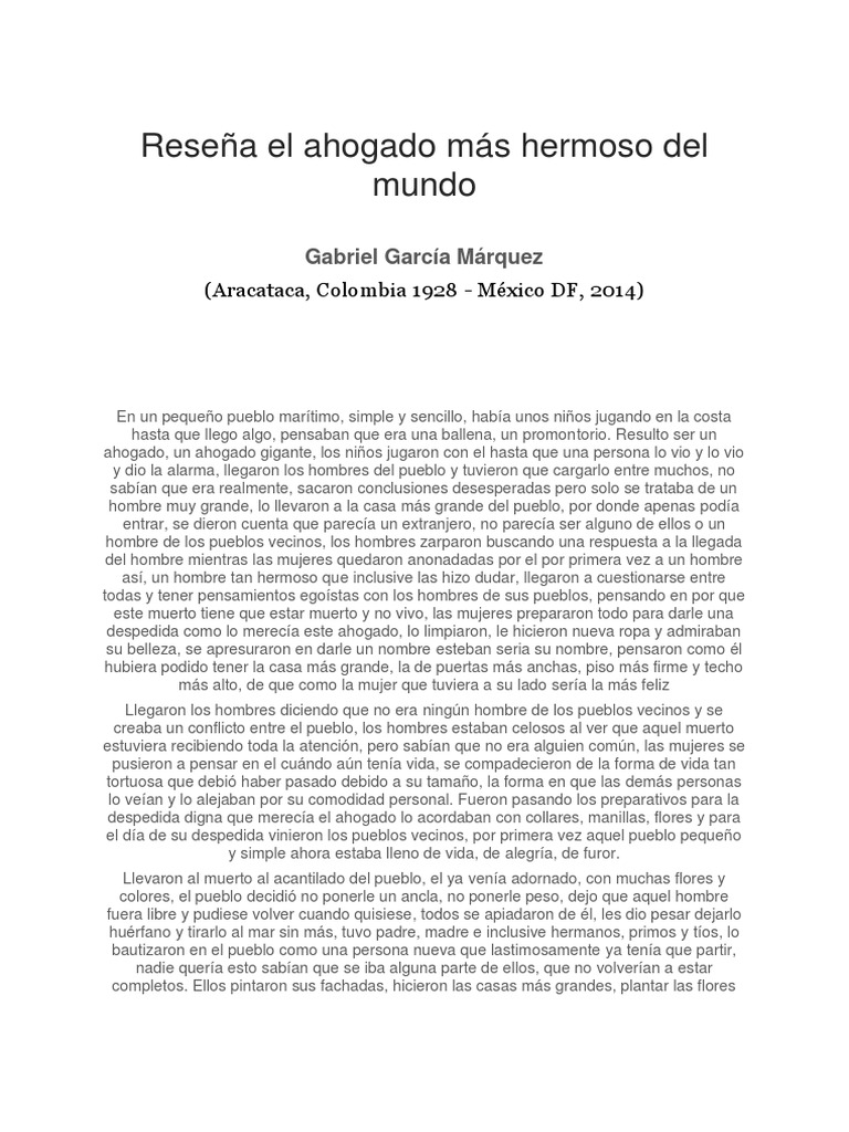 El ahogado más hermoso: Reseña y análisis | PDF | Viajes y turismo | Arte