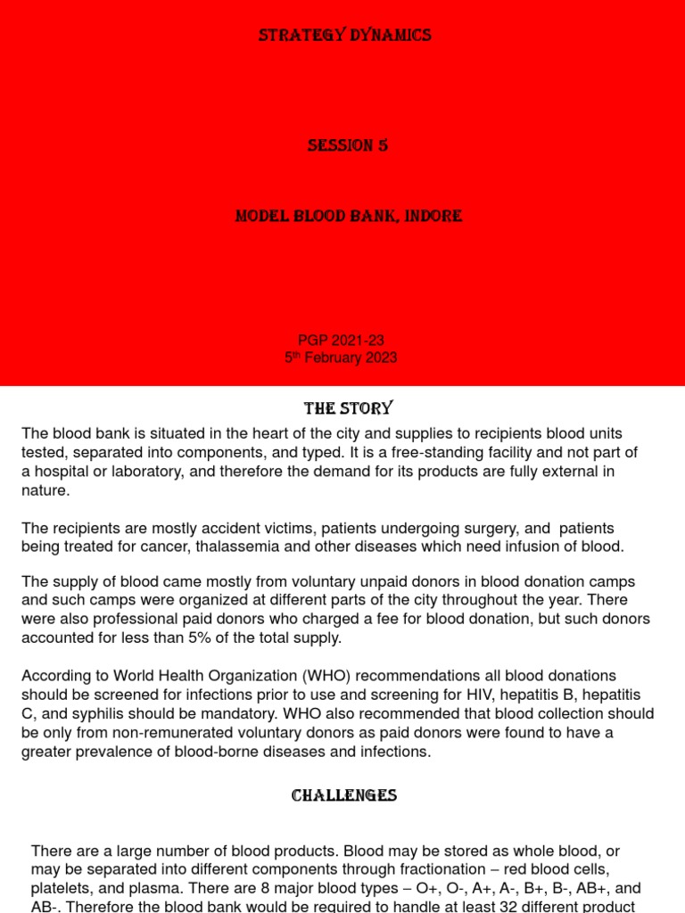 Session 5 - Model Blood Bank | Download Free PDF | Blood Donation | Blood