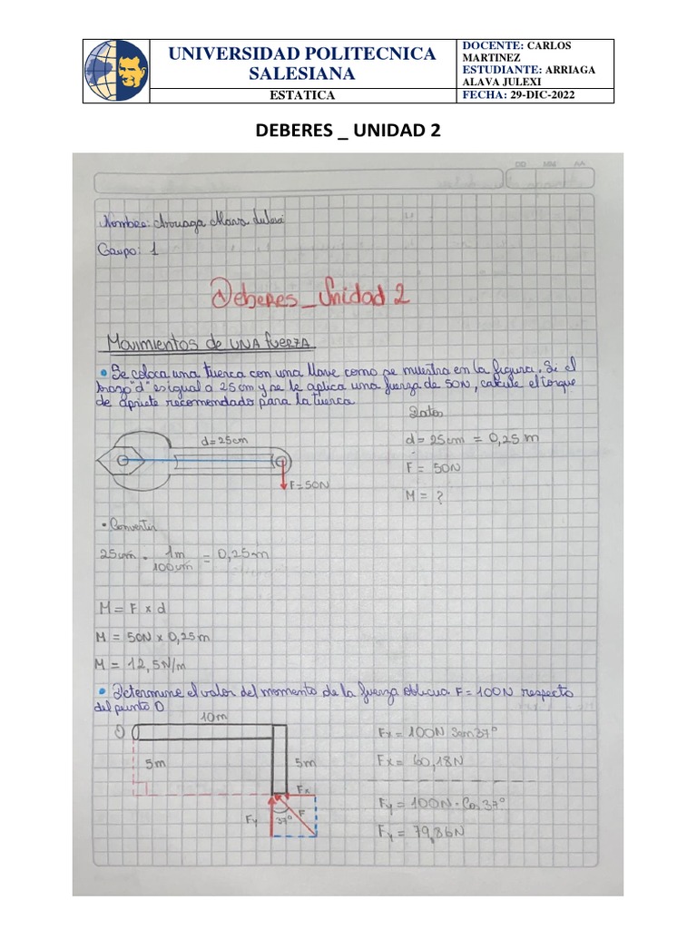 Estatica Deber 2 | PDF