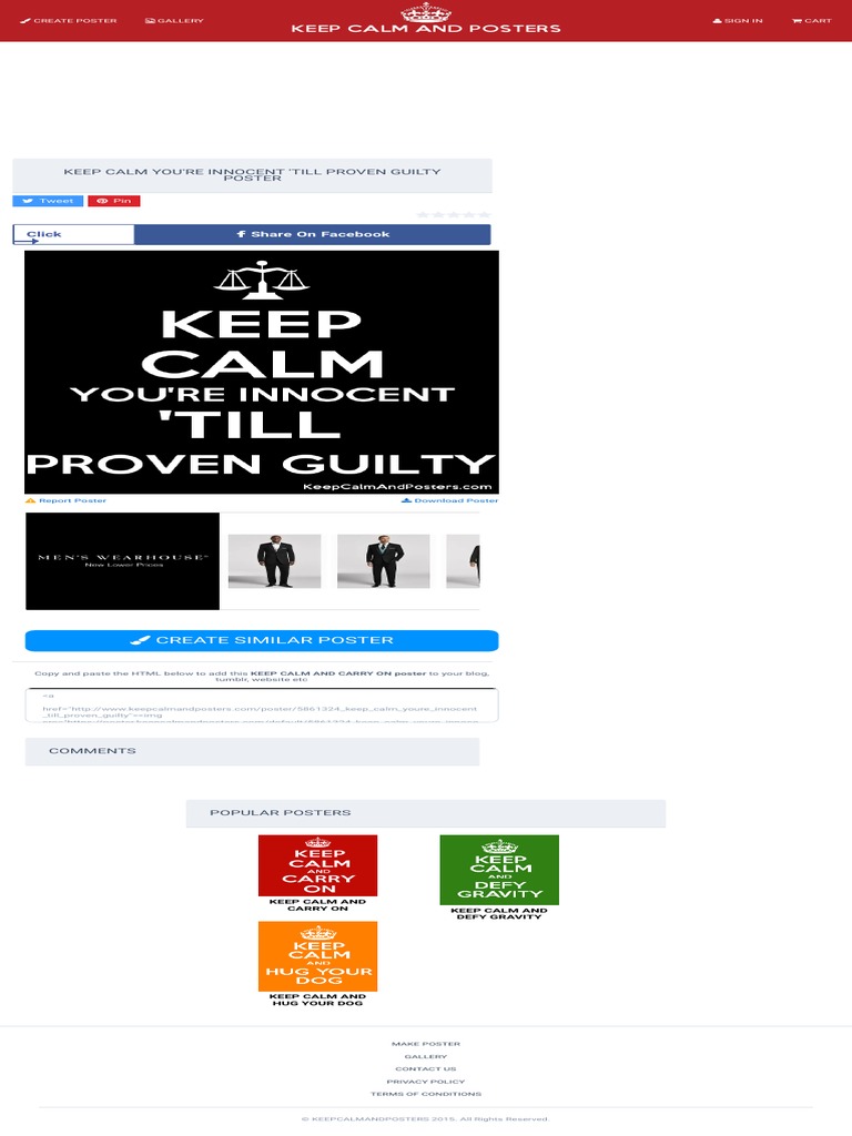 KEEP CALM YOU'RE INNOCENT 'TILL PROVEN GUILTY - Keep Calm and Posters ...