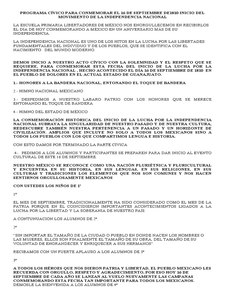 Programa Del 16 de Septiembre | PDF | México