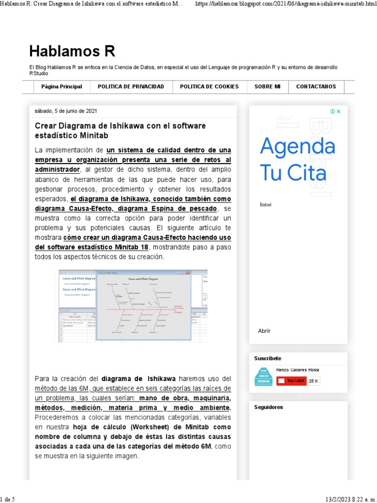 Hablamos R Crear Diagrama de Ishikawa Con El Software Estadístico Minitab PDF | PDF ...