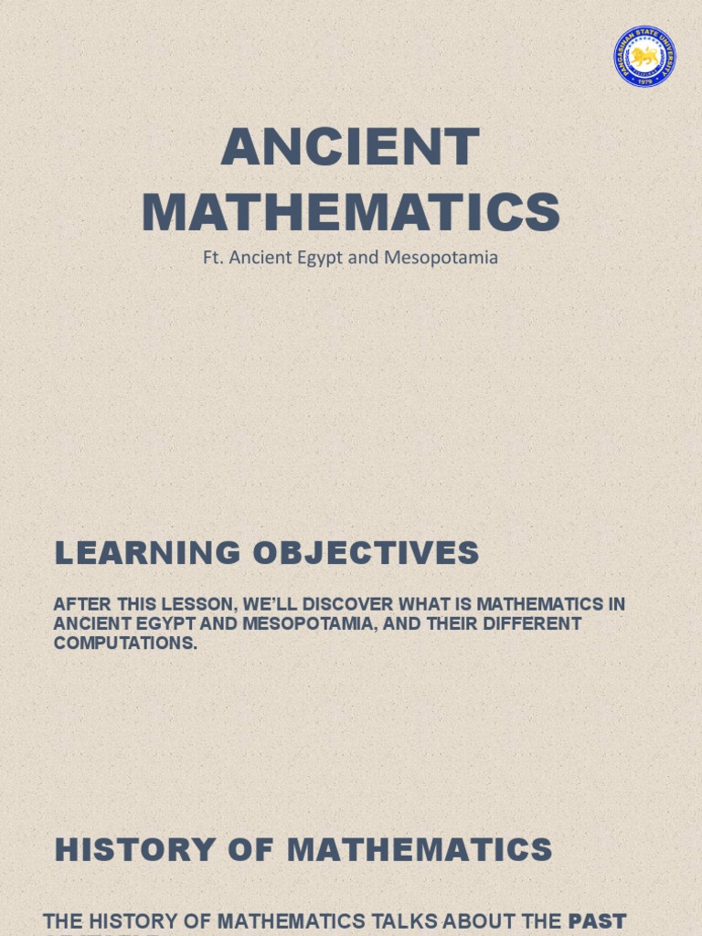 Comparing the Development and Applications of Mathematics in Ancient ...