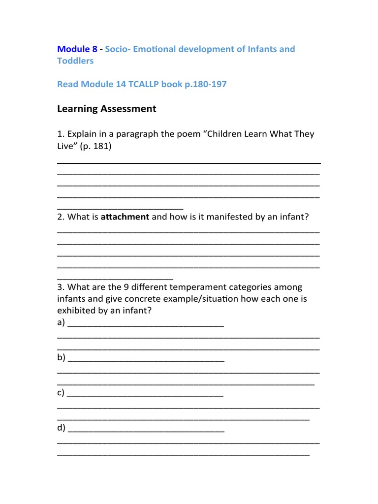 Infant & Toddler Socio-Emotional Development | PDF | Cognitive ...