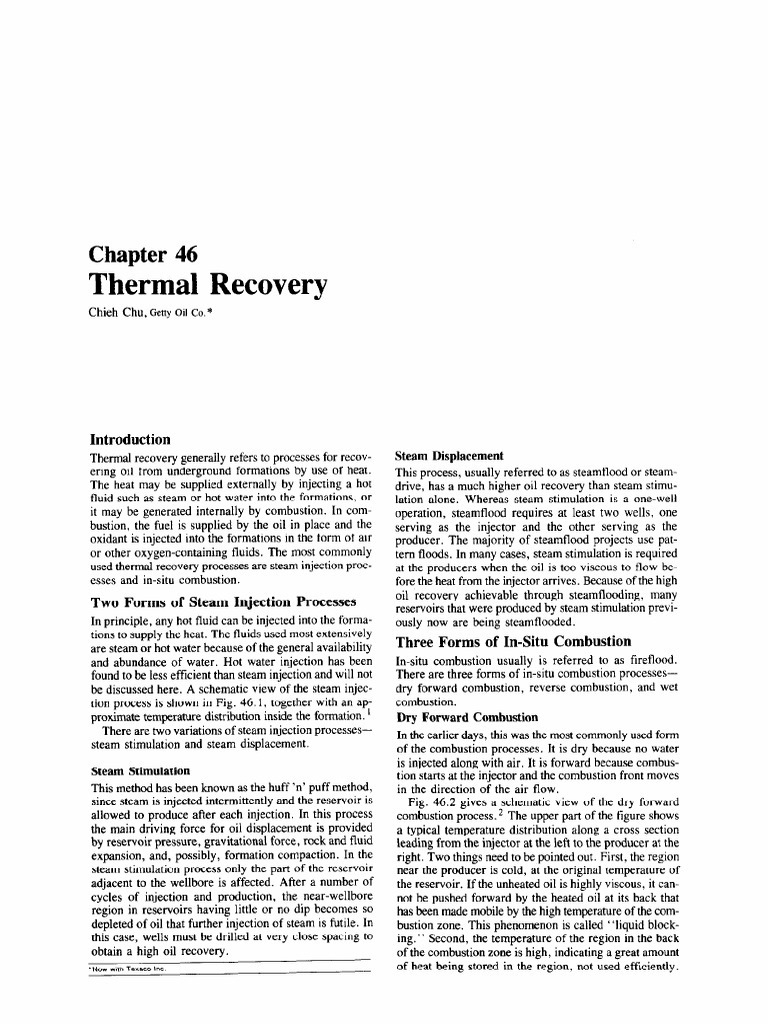 Chapter 46 Thermal Recovery Petroleum Engineering Handbook | PDF | Heat ...