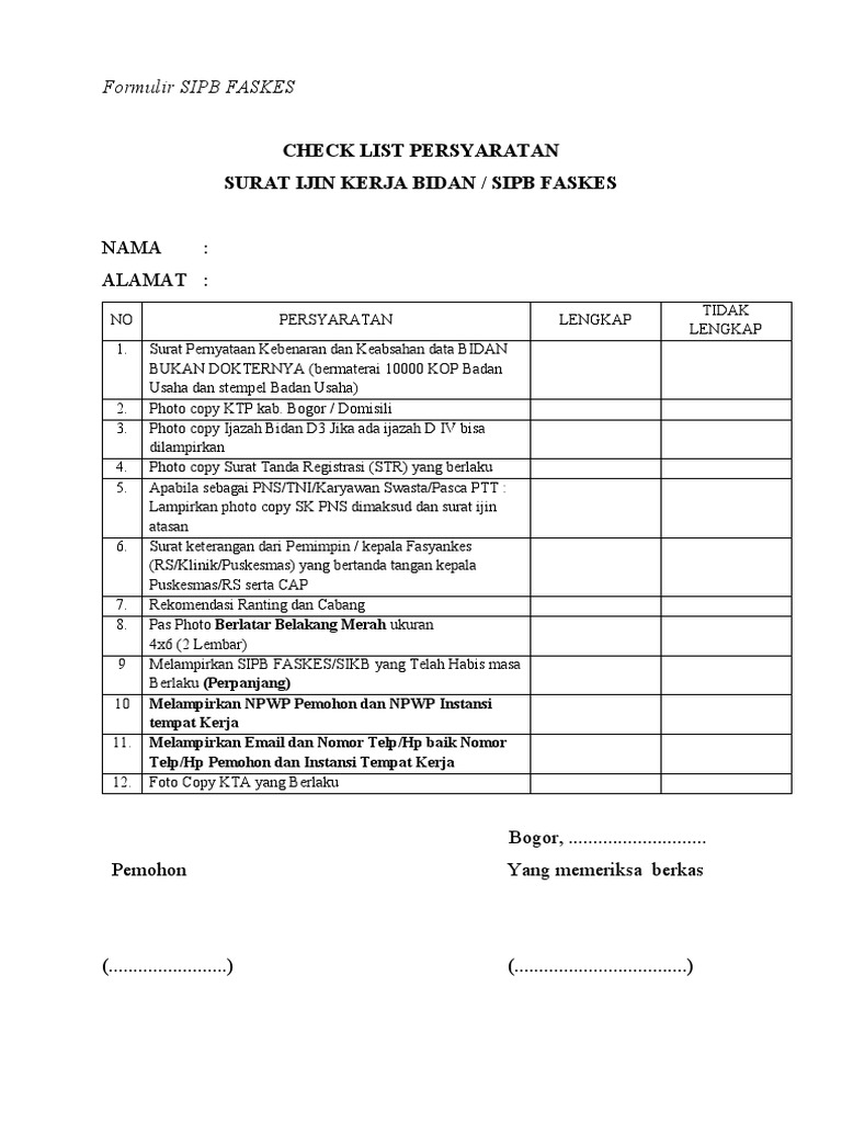 Syarat Sipb Faskes 2022 | PDF