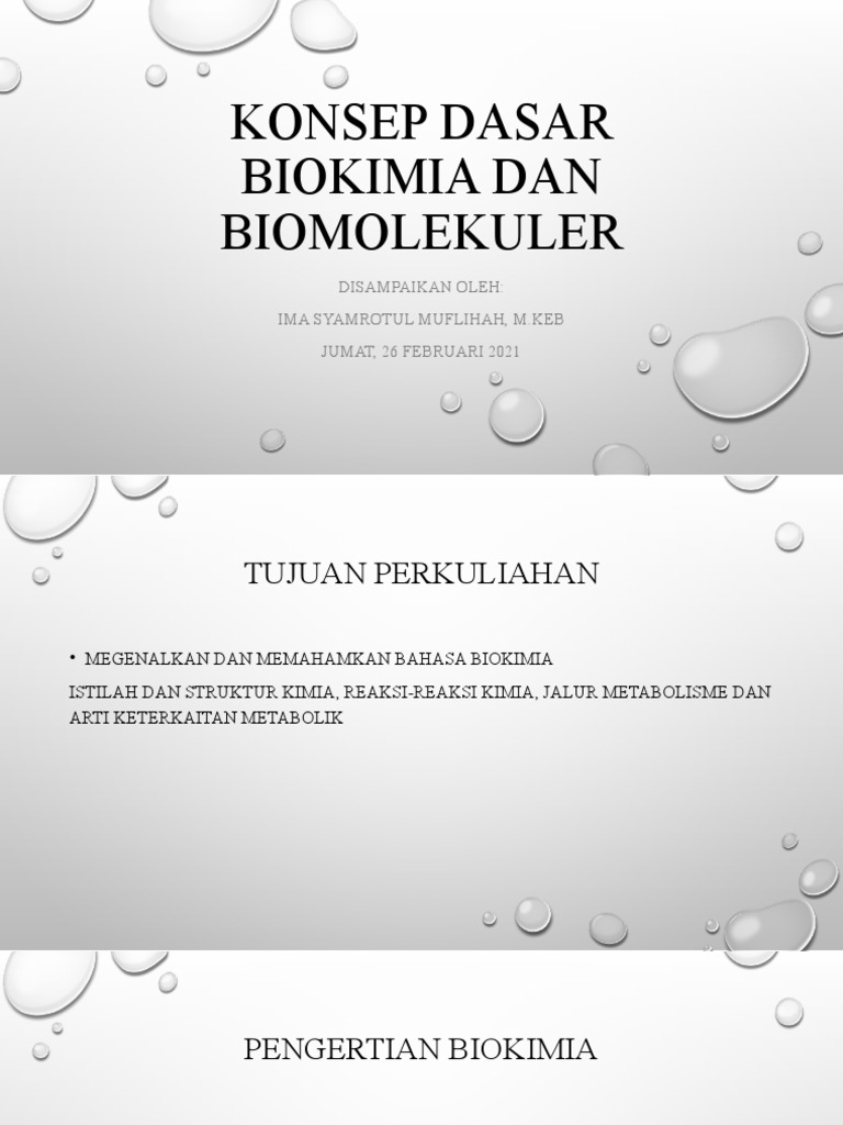 Konsep Dasar Biokimia Dan Biomolekuler | PDF