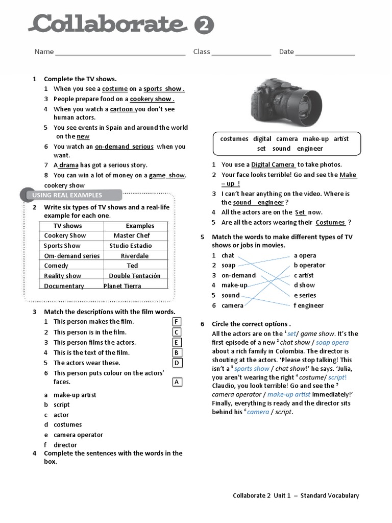 Vocabulary Standard - Unit 1 | PDF | Actor