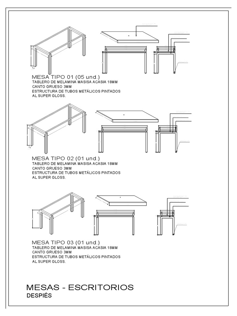 Planos de Mesas MDF | PDF