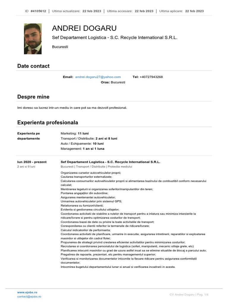 CV Andrei Dogaru Ro PDF | PDF