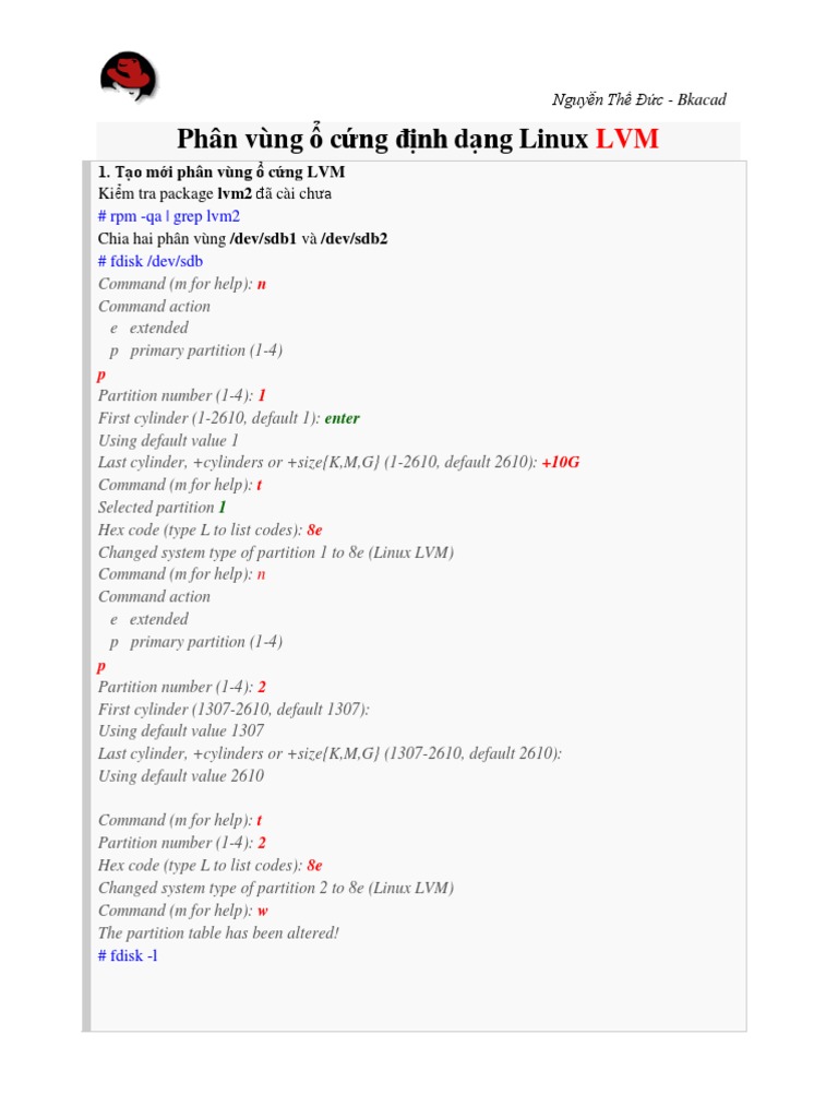 3-3 Phan Vung o Cung Dinh Dang Linux LVM PDF | PDF | Linux | Data