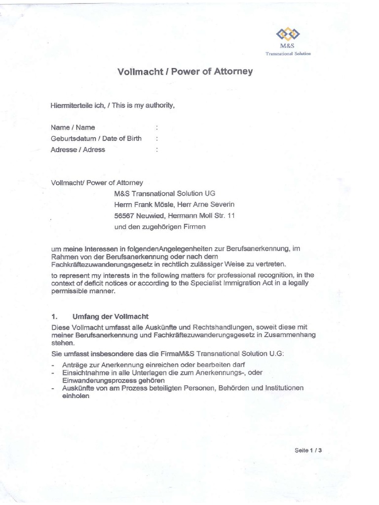 Vollmacht PDF | PDF