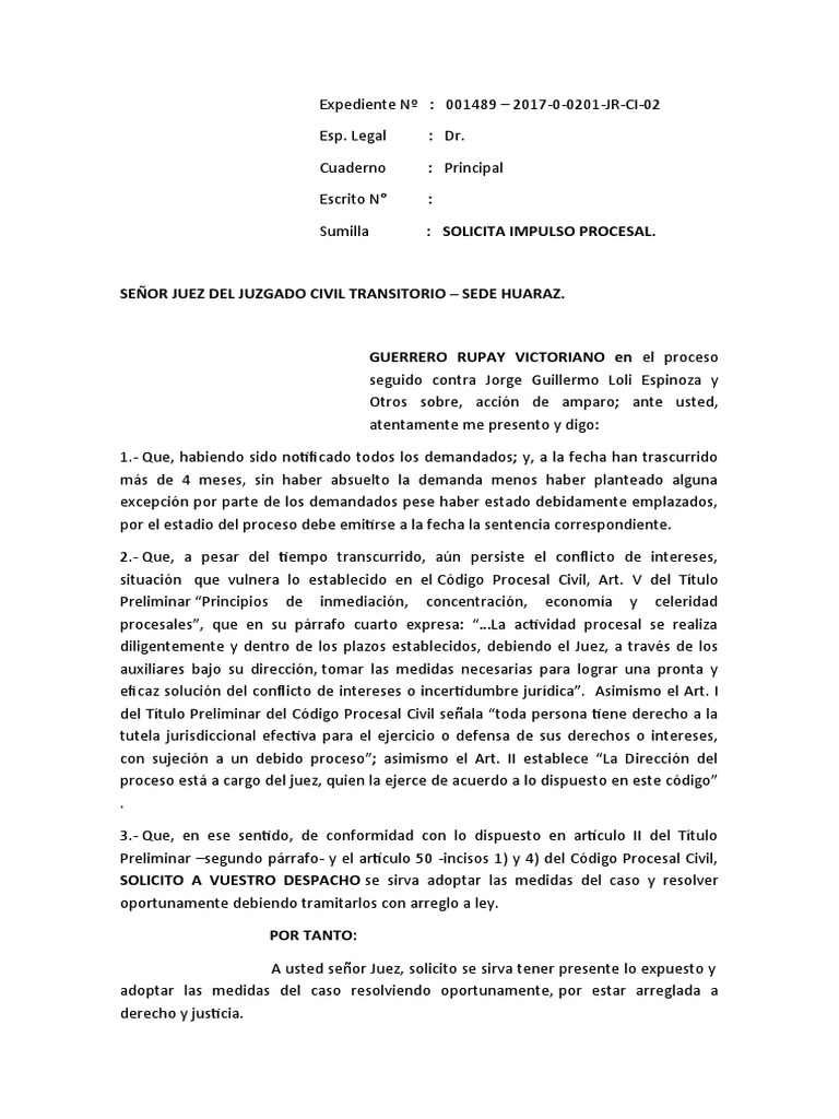 IMPULSO PROCESAL | PDF | Ley procesal | Debido al proceso