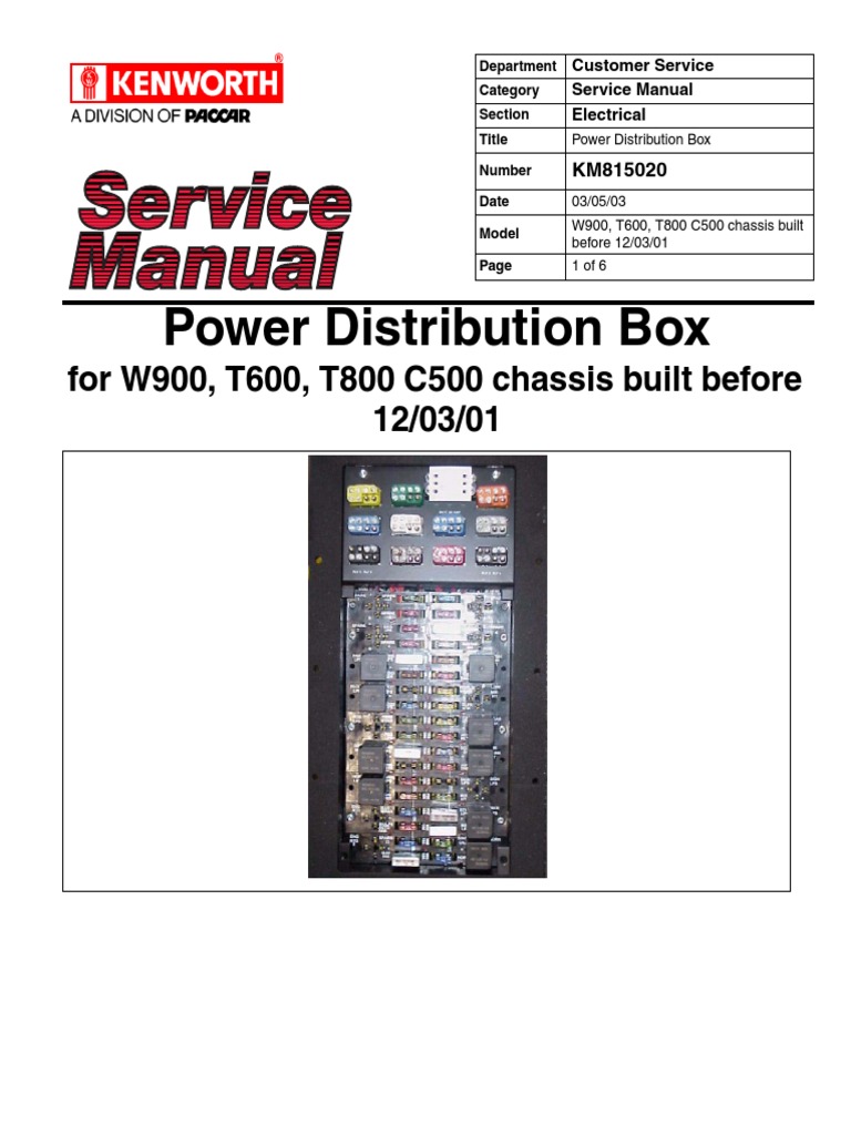 KM815020 Pre 2001 PD Box Serive Manual - B-Cabs | PDF | Relay | Fuse ...