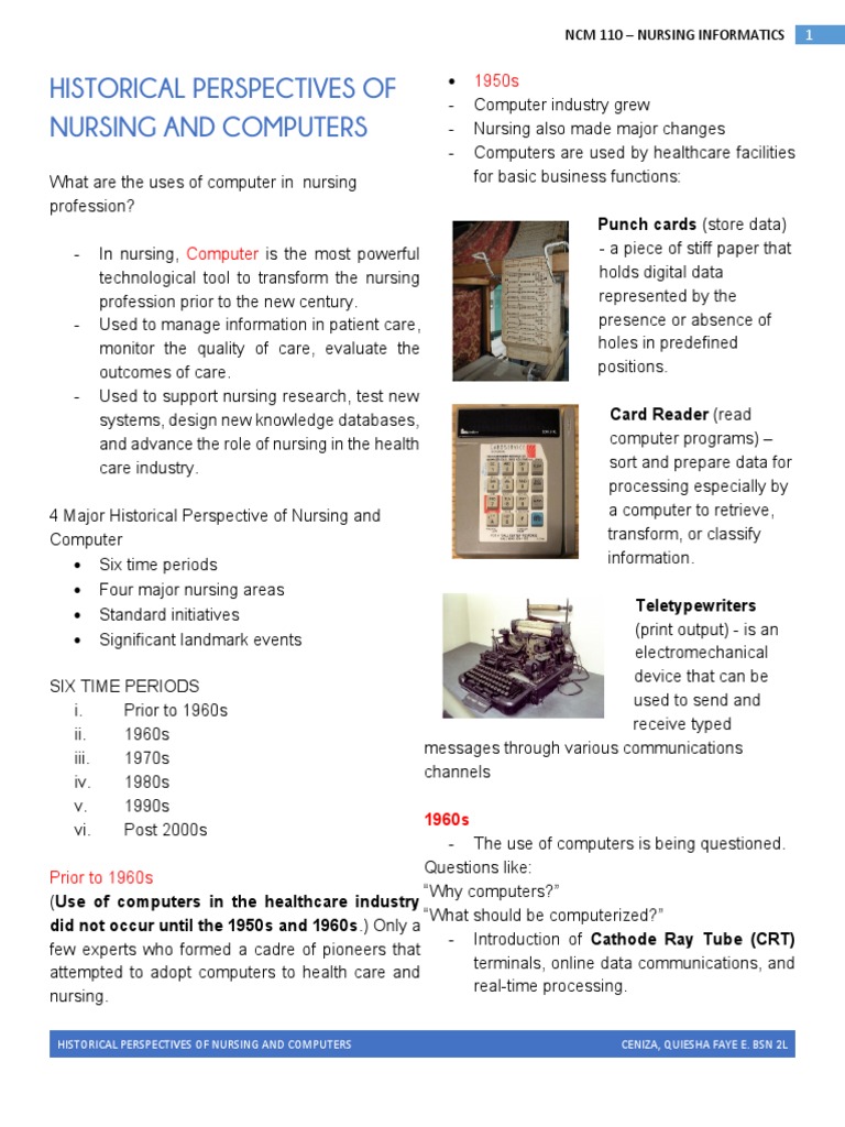 2 Historical Perspectives of Nursing and Computers | PDF | Nursing ...