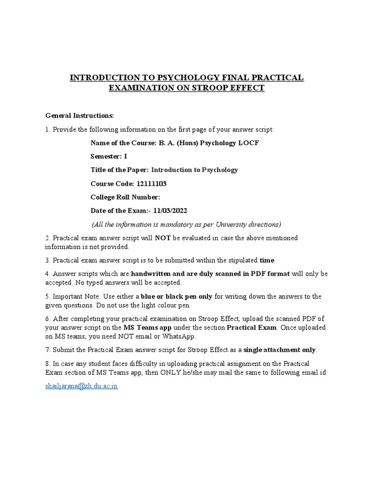 Final Practical Exam BA Hons 1 Year 1 Semester 2022 | PDF