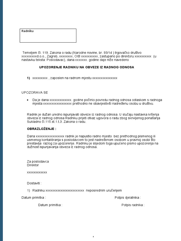 Podsjetnik Na Radne Obaveze | PDF