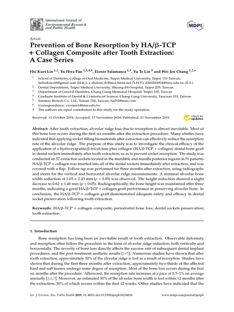 Prevention of Bone Resorption by HA A Case Series: /β-TCP + Collagen ...