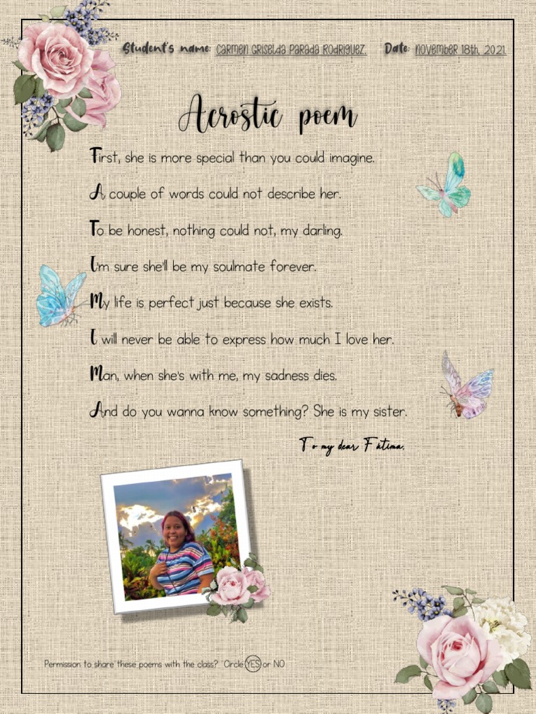 Acrostic Poem for Sister Fátima | PDF | Poetry