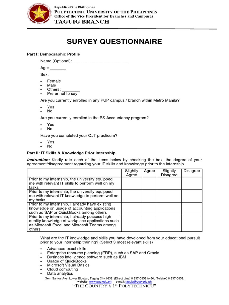Survey Questionnaire PDF | PDF | Accounting | Software