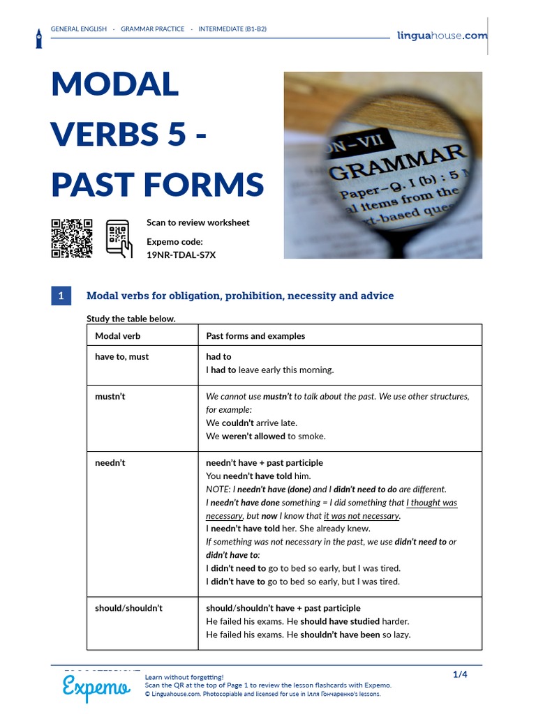 Modal Verbs 5 Past Forms British English Teacher | PDF | Verb