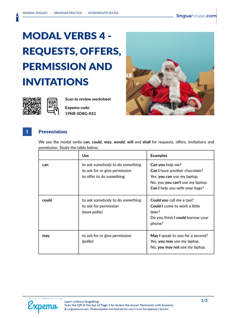 Modal Verbs 4 Requests Offers Permission and Invitations British ...