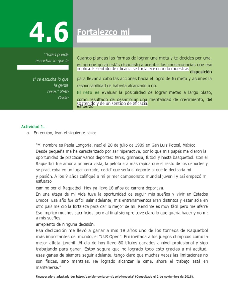 4.6 E Fortalezco Mi Sentido de Eficacia | PDF