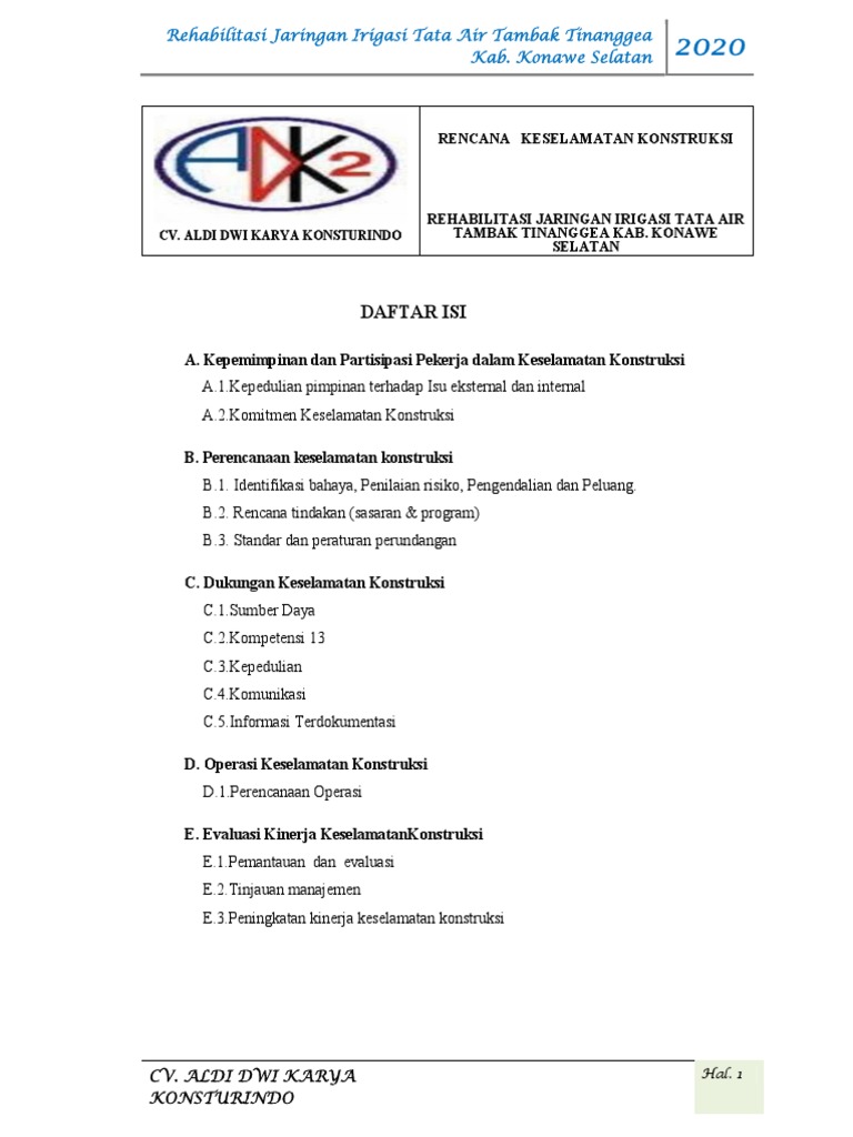 Rencana Keselamatan Dan Kesehatan Kerja Konstruksi (RK3) | PDF