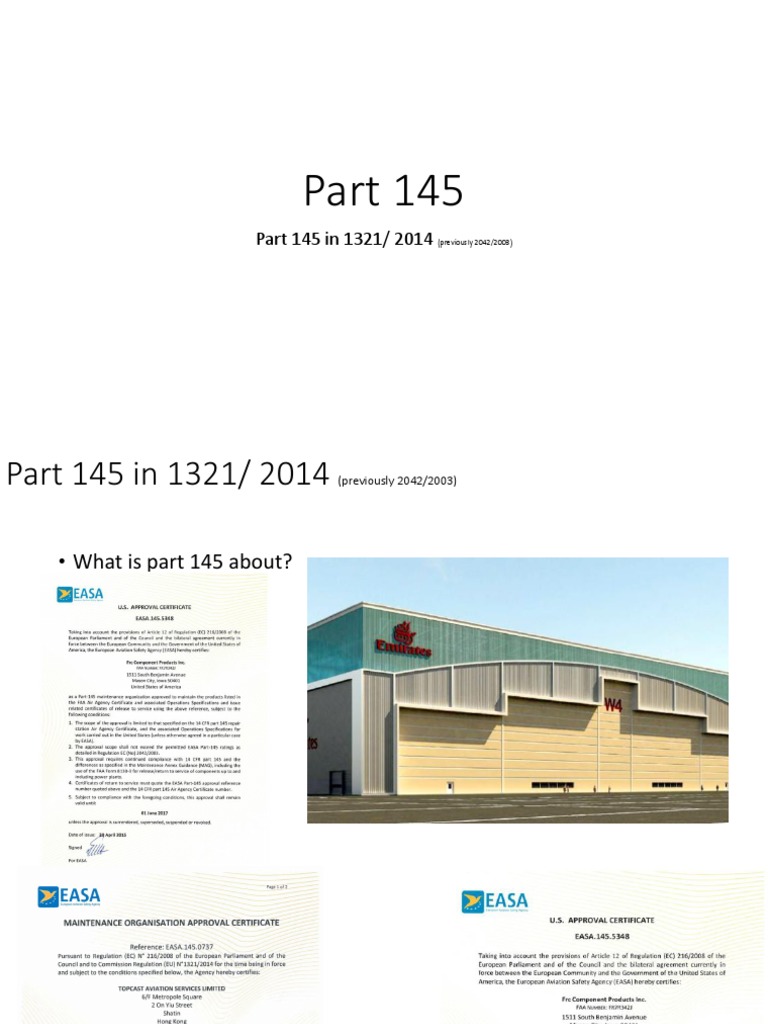 Overview of FAA Part 145 Regulations | PDF | Aeronautics | Transport