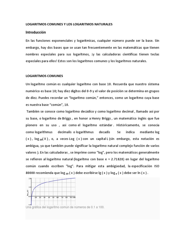 Logaritmos Comunes y Los Logaritmos Naturales | PDF | Logaritmo ...