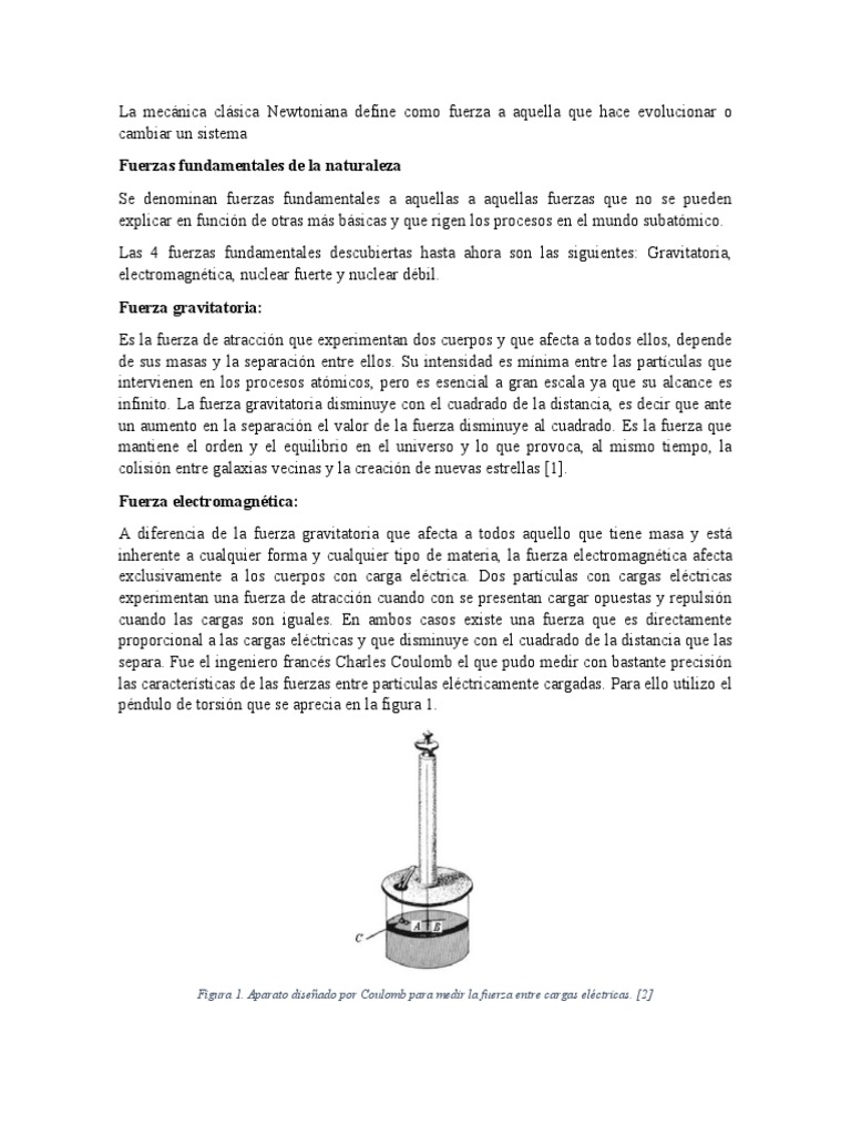 Fuerzas Fundamentales de La Naturaleza | PDF | Interacción fundamental | Fuerza