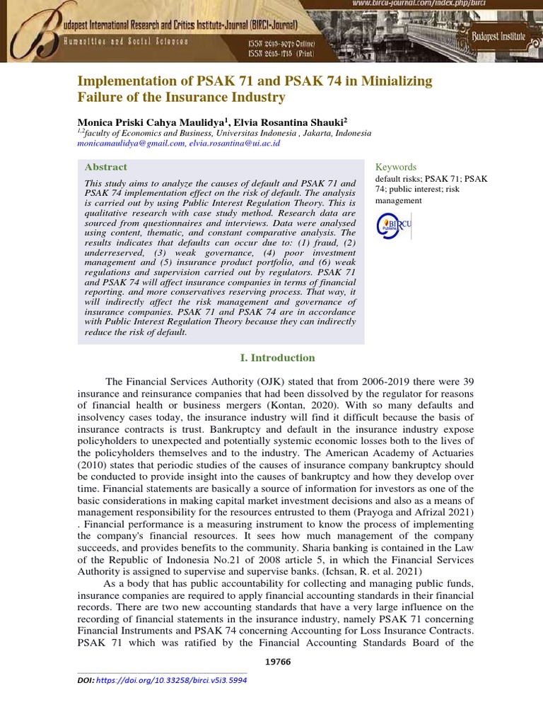 Insurance Default & PSAK Impact | PDF | Insurance | Accounting