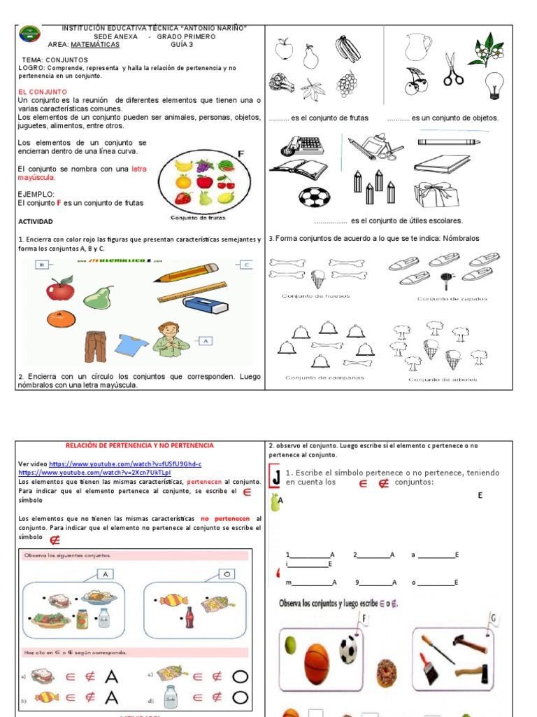 Matemáticas Guía 3 El Conjunto | PDF | Conjunto (Matemáticas) | Matemáticas